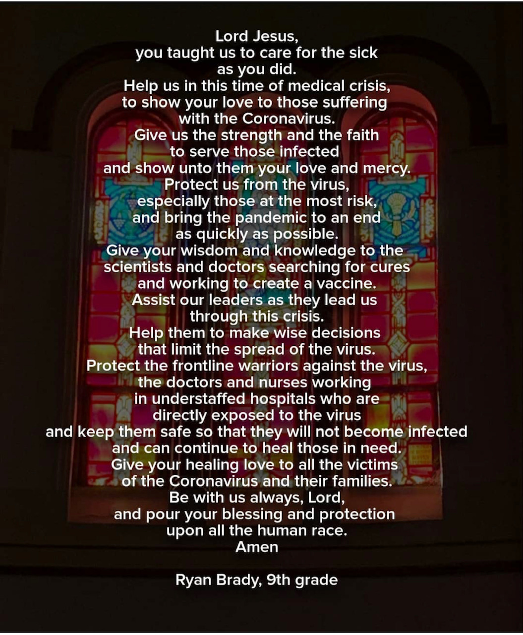 Ryan Brady prayer | Bishop Ludden-Grimes Junior/Senior High School